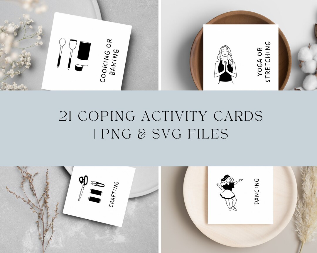 21 Coping Activity Cards PNG & SVG Files Mental Health - Etsy