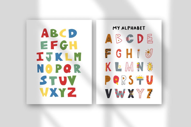 Doodle Alphabet Poster | A-Z Printable Wall Art for Kids | Fun Hand ...