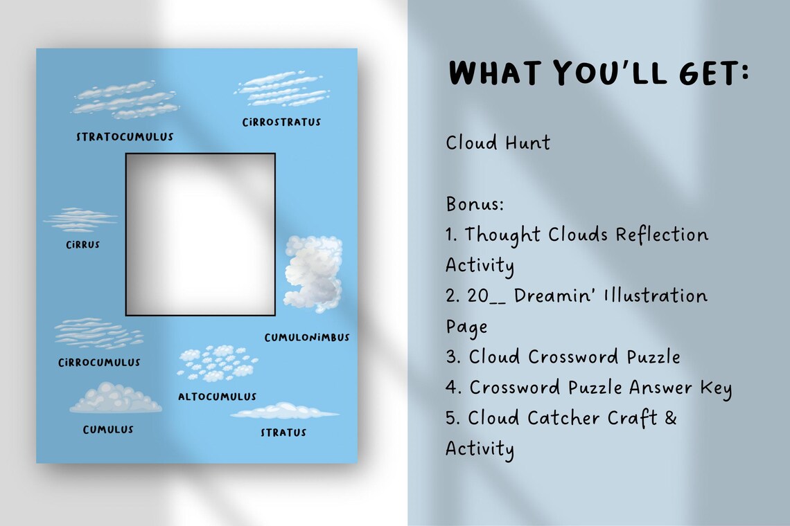 Cloud Hunt Printable for Kids | Nature Scavenger Hunt Game | Weather ...