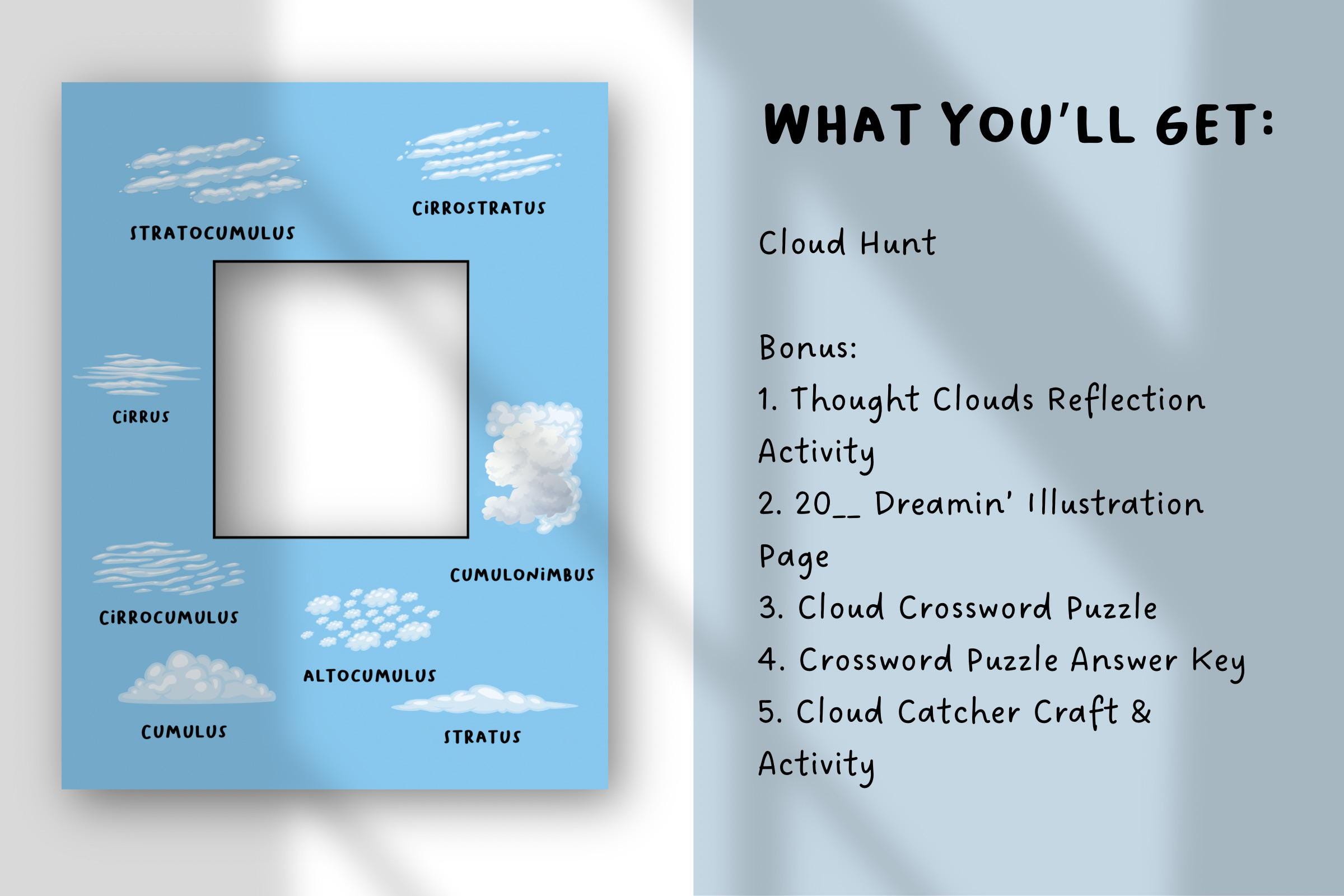 Cloud Hunt Printable for Kids | Nature Scavenger Hunt Game | Weather ...