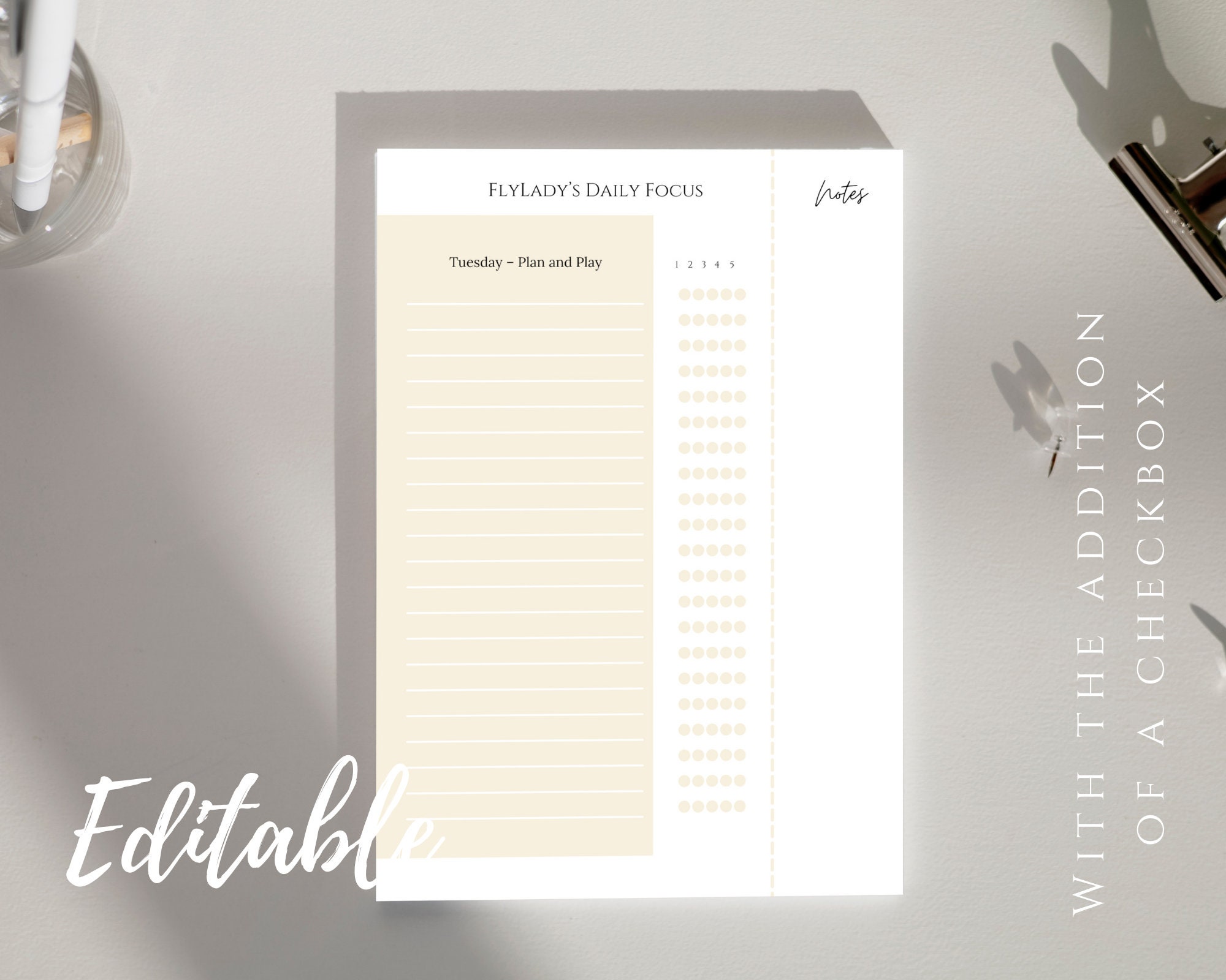 Flylady Daily Focus Template editable - Etsy