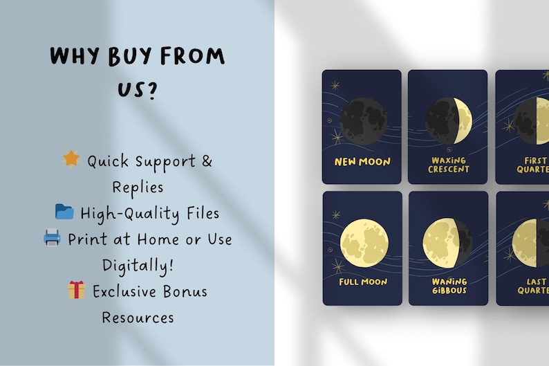 Phases of the Moon Flashcards | Space Science Activity for Kids ...