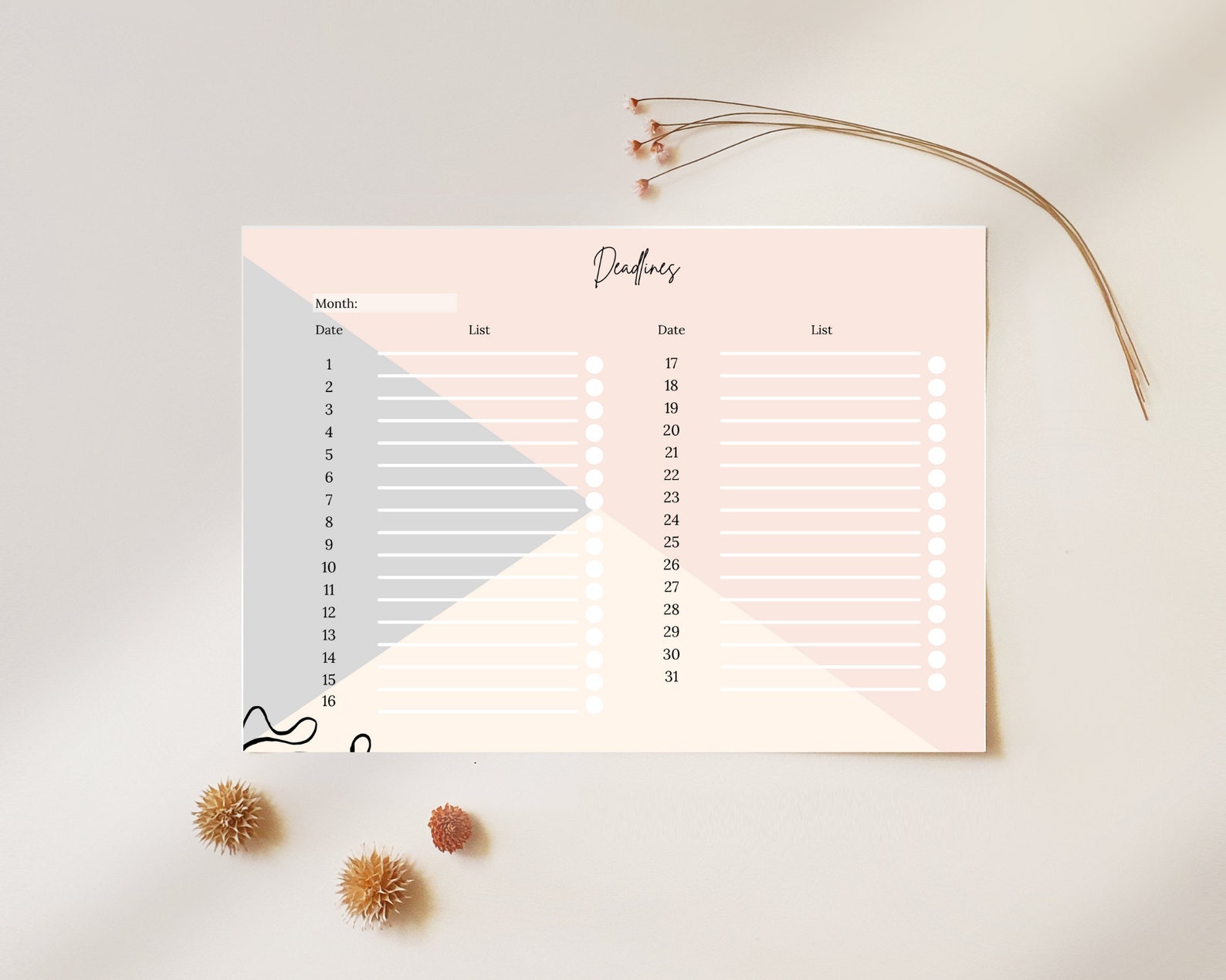 Deadlines Planner Activity Tracker Checkered Planner Agenda - Etsy