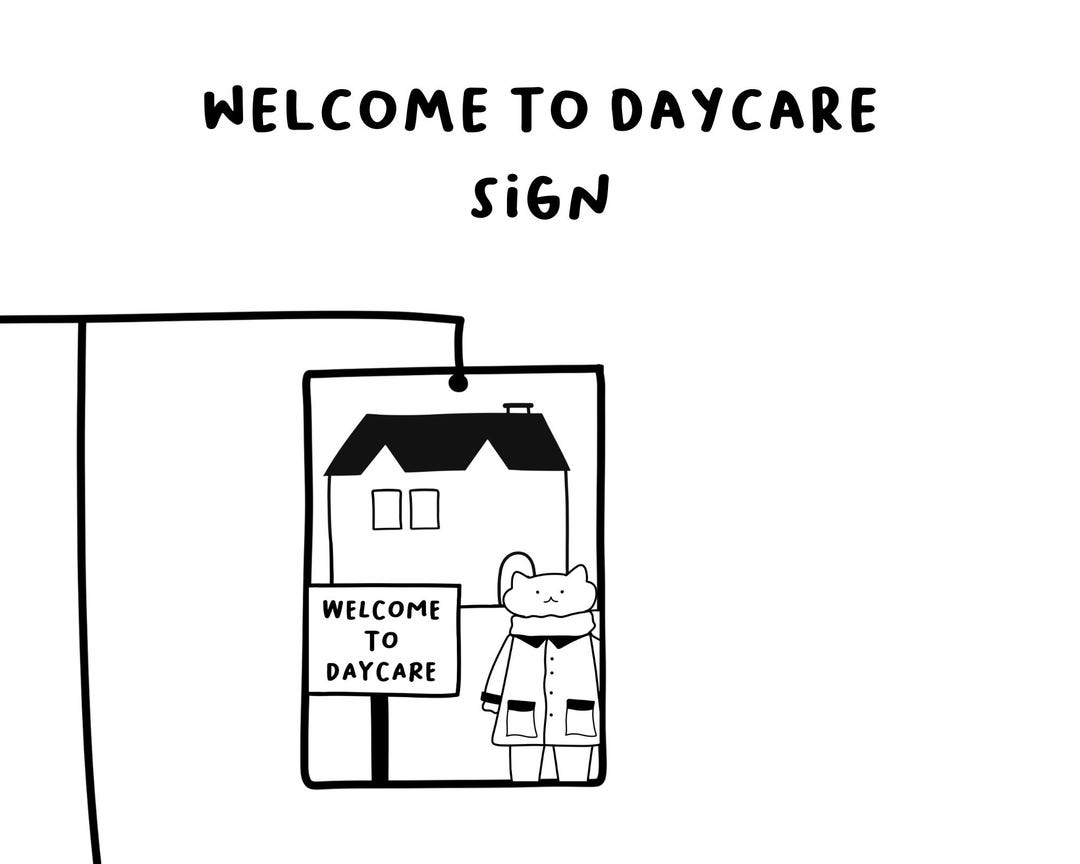 WELCOME TO DAYCARE Poster Black and White Greeting Sign Daycare Center ...