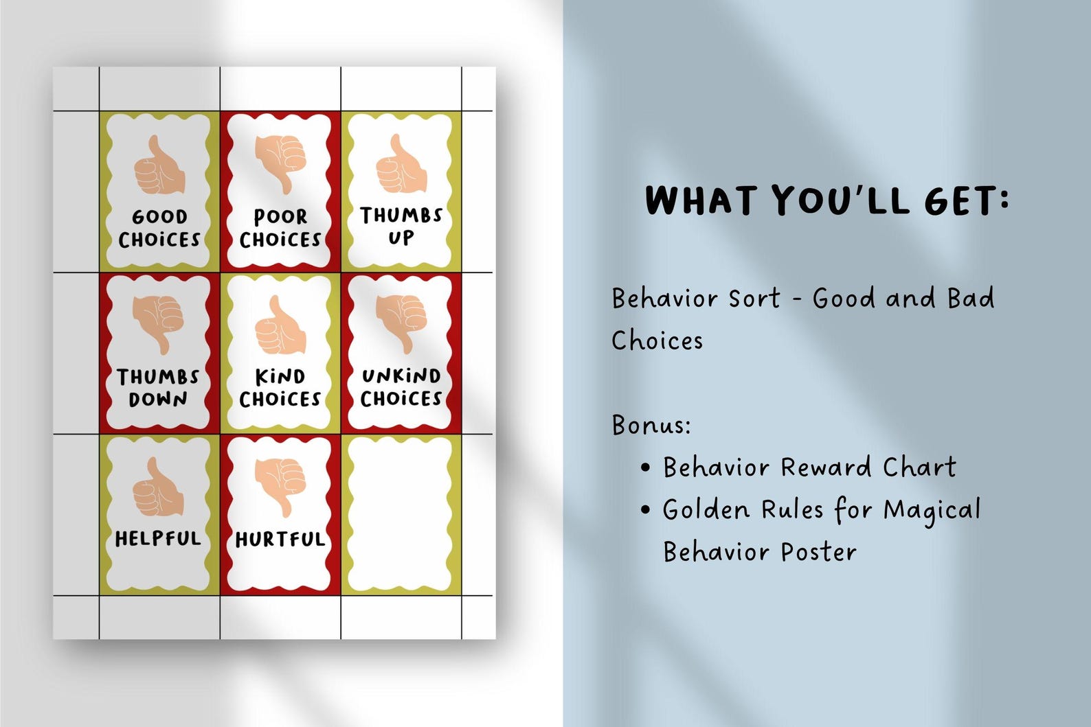 Behavior Sort Printable, Good & Bad Choices Sorting Activity, Positive ...