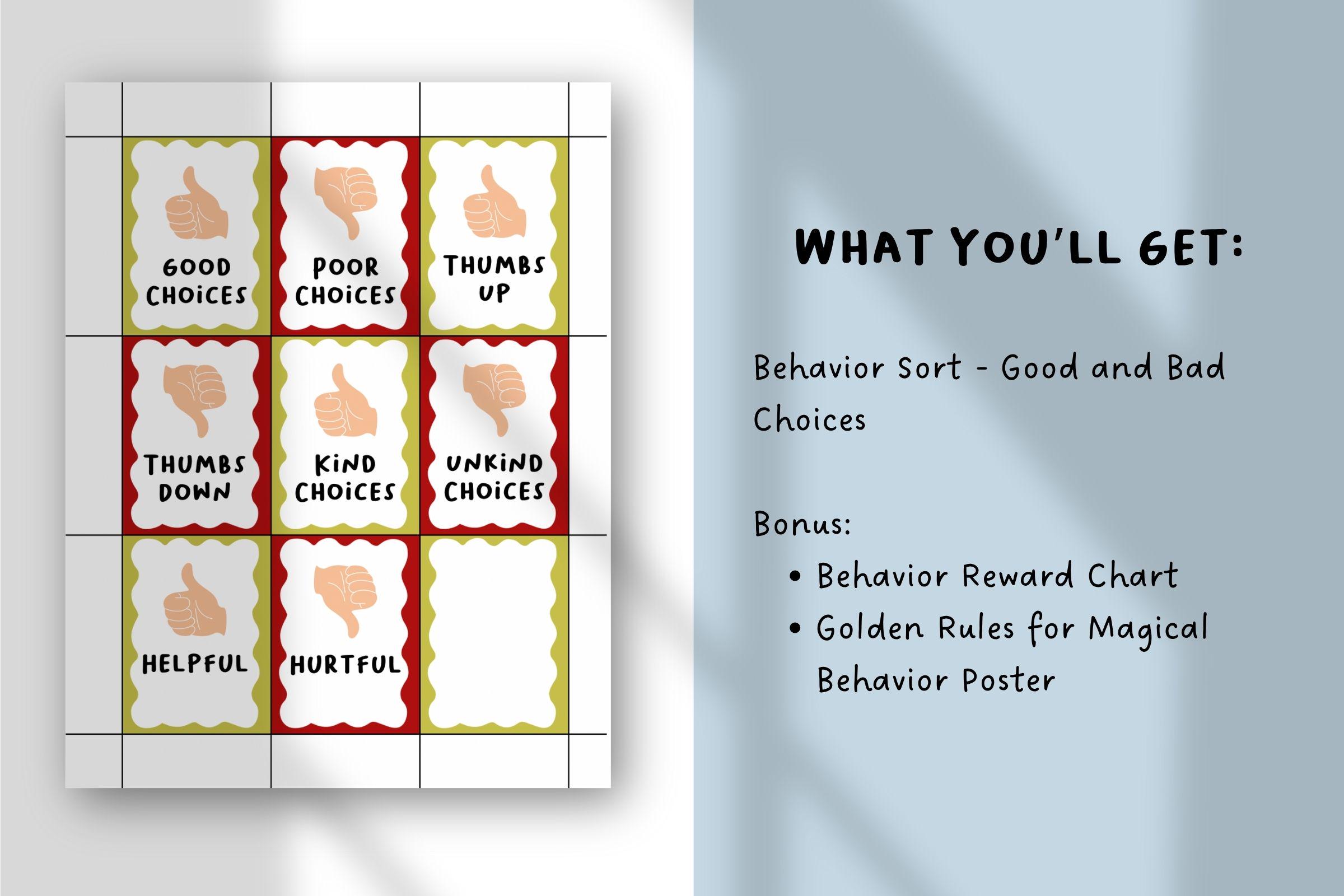 Behavior Sort Printable, Good & Bad Choices Sorting Activity, Positive ...