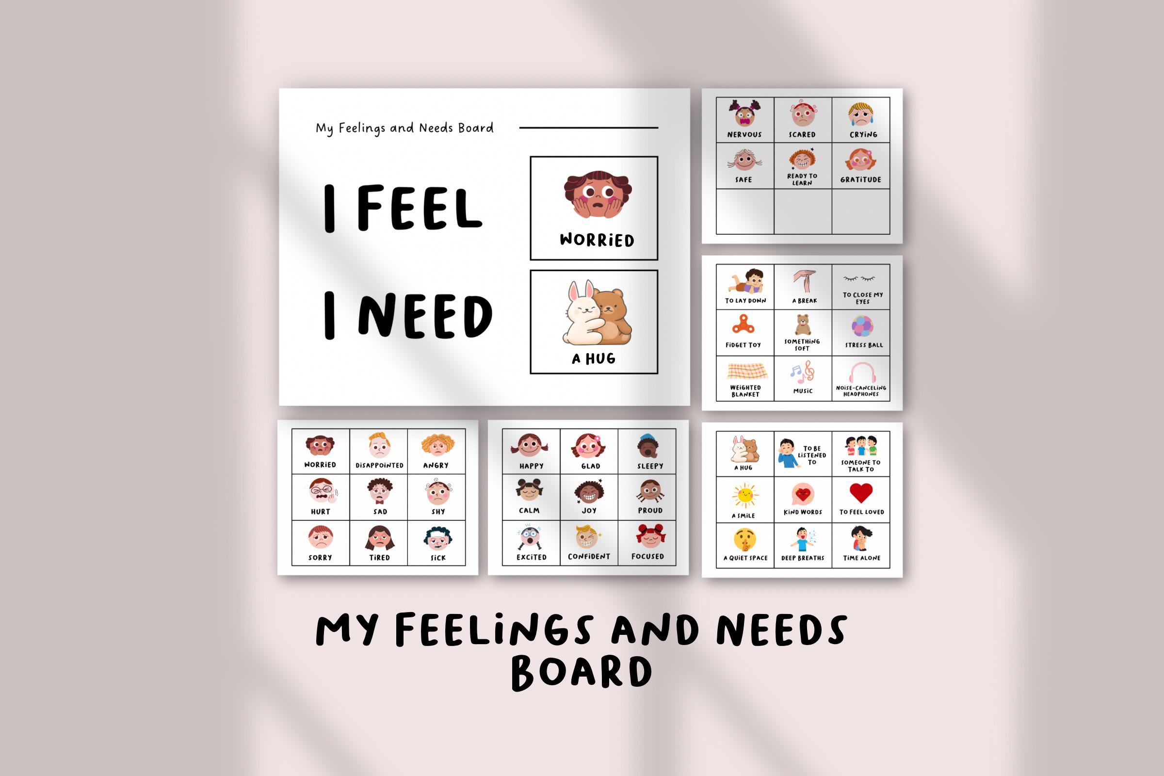 Feelings and Needs Chart for Kids | Editable Emotions Board | Preschool ...