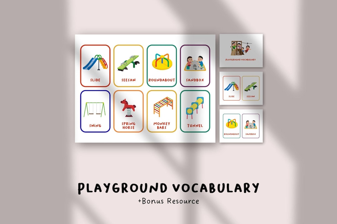 Playground Vocabulary Flashcards | Outdoor Play Activities Words ...