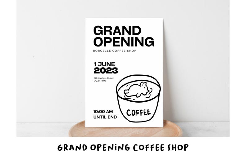 Cute Grand Opening Coffee Shop Flyer | Purrfect Perks Flyer Template - Etsy