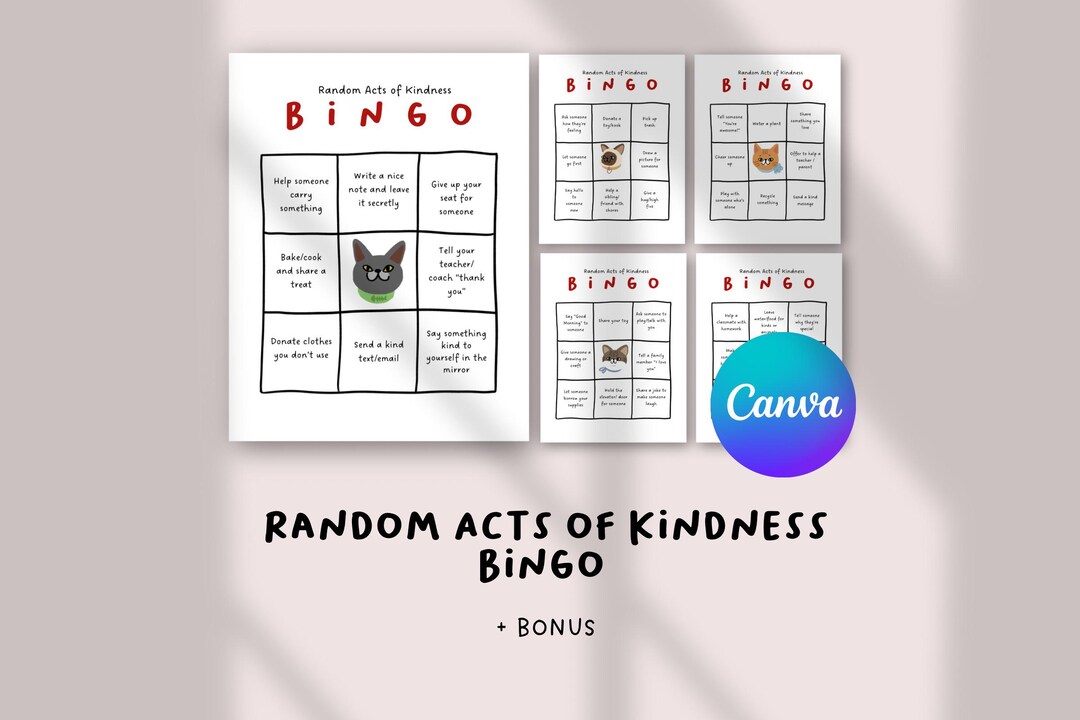 Random Acts of Kindness Bingo | Printable Kindness Game for Kids ...