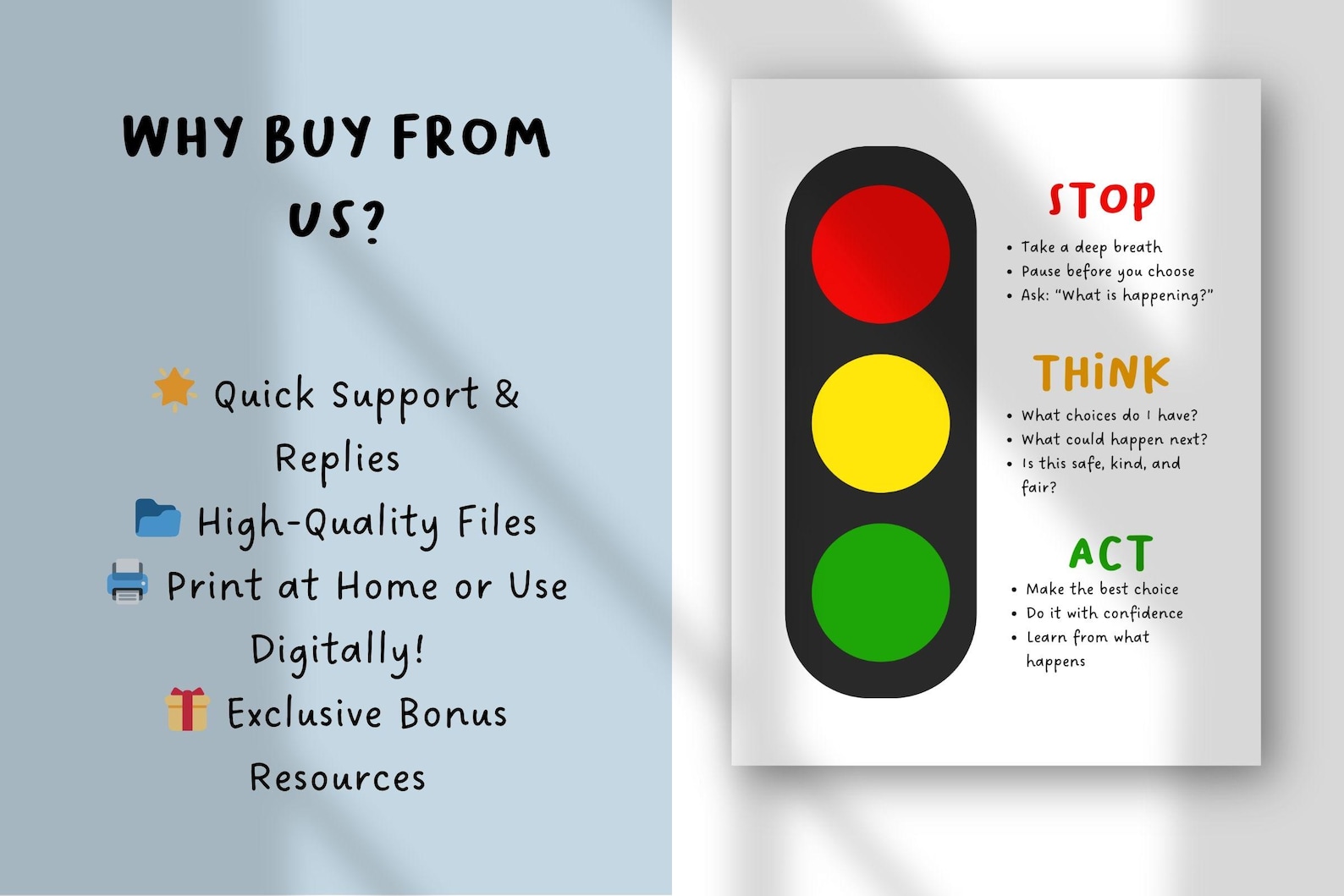 Stop–think–act Poster | SEL Self-regulation Visual, Impulse Control ...