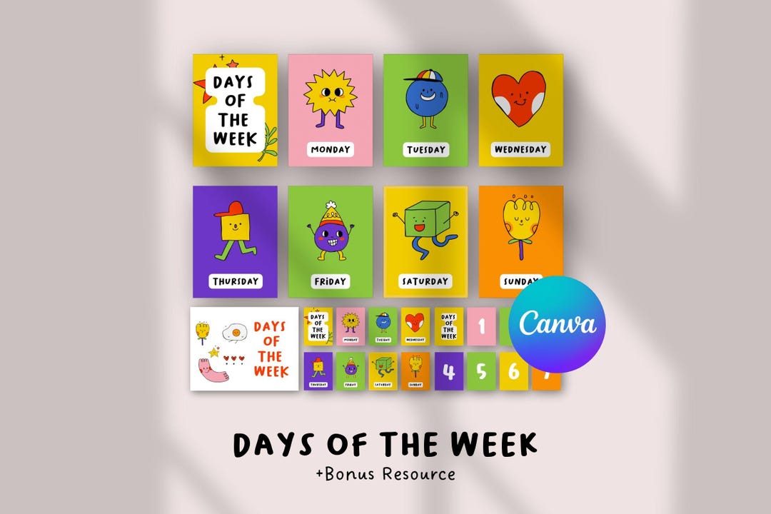 Days of the Week Flashcards | ESL Calendar Vocabulary | Preschool ...