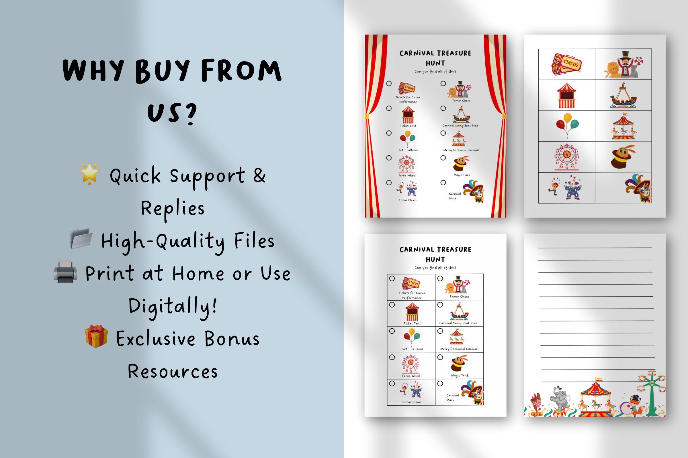 Carnival Treasure Hunt Printable Game | Circus Party Activity for Kids ...
