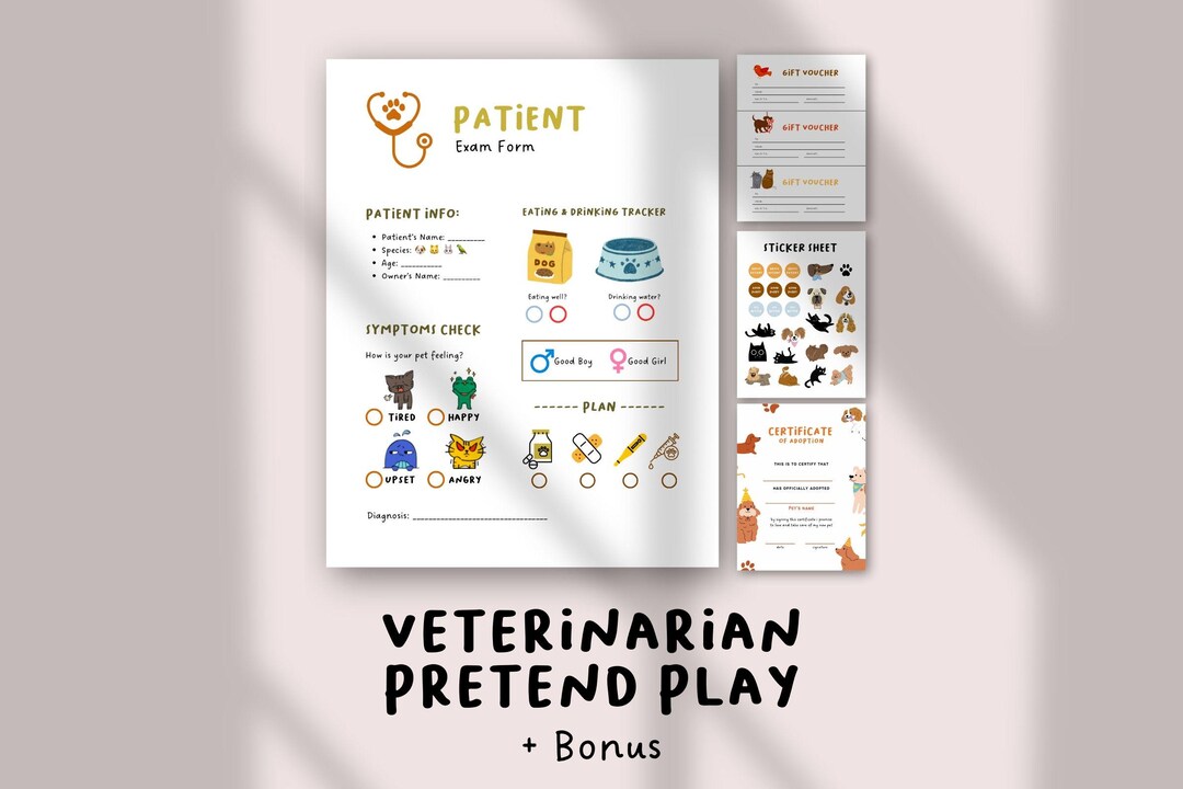 Veterinarian Pretend Play Kit | Pet Clinic Dramatic Play Printable for ...