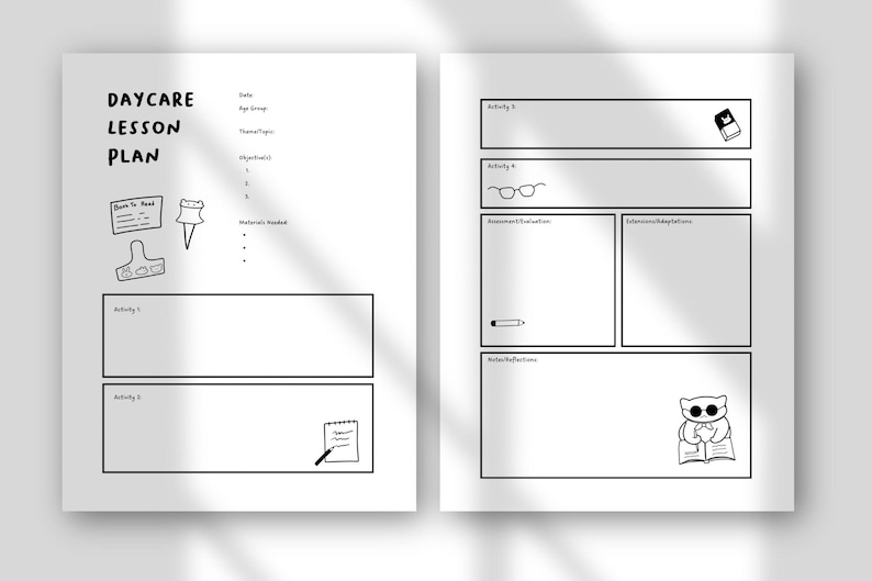 Daycare Lesson Plan Template | Preschool Weekly Planner | Childcare ...
