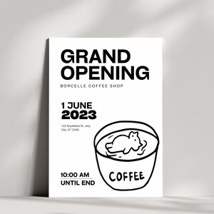 Cute Grand Opening Coffee Shop Flyer | Purrfect Perks Flyer Template - Etsy