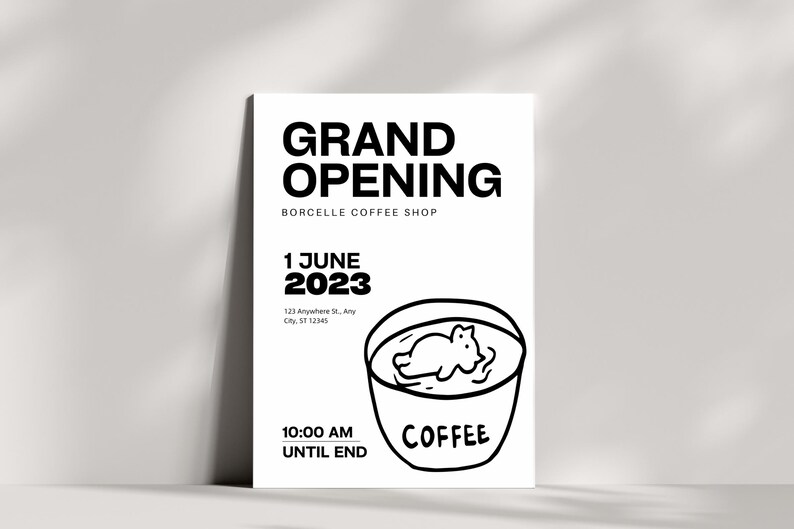 Cute Grand Opening Coffee Shop Flyer | Purrfect Perks Flyer Template - Etsy