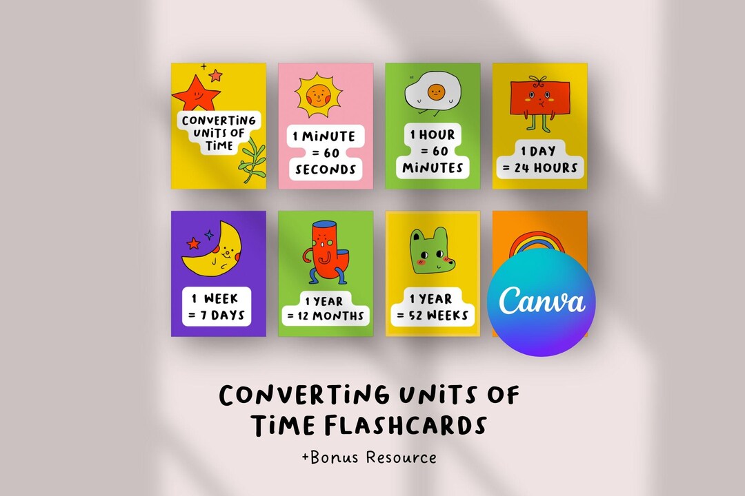 Converting Units of Time Flashcards | Time Conversion Printable ...