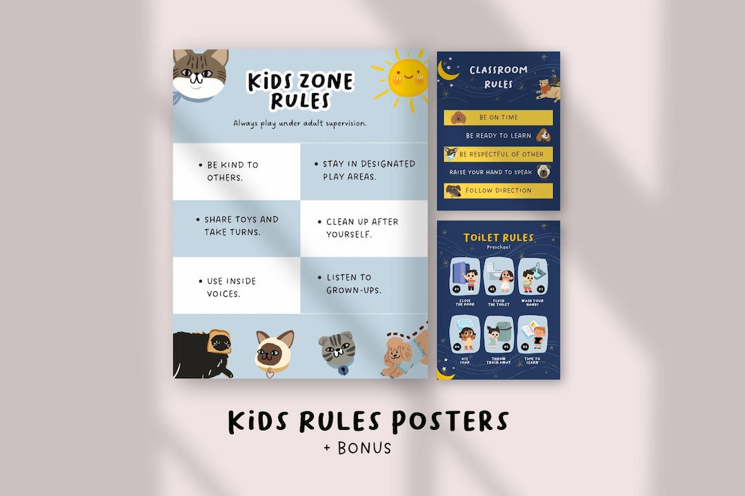 Kids Rules Posters | Classroom Rules Printables | Kids Zone, Toilet ...