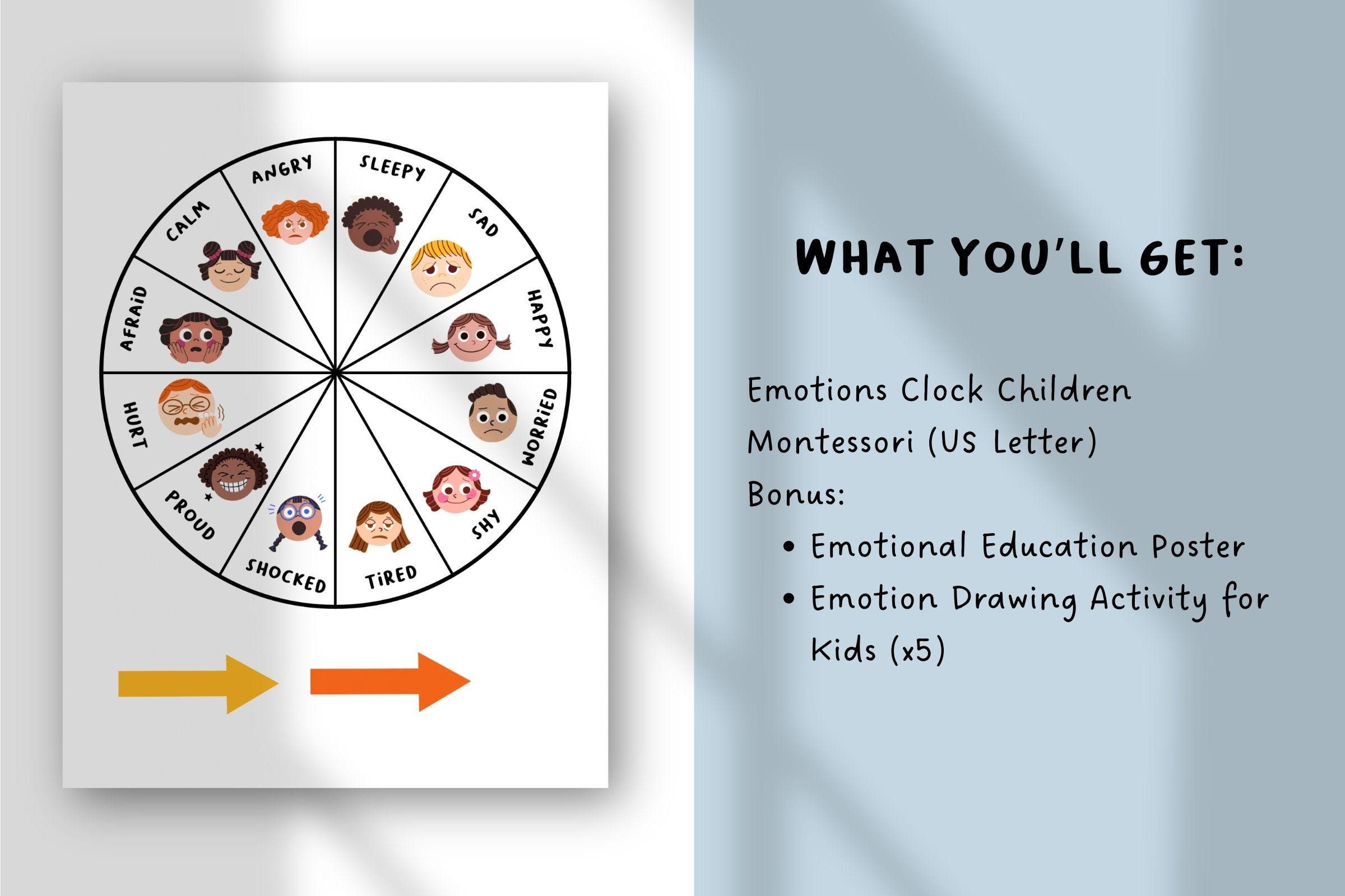Emotions Clock for Kids | Montessori Feelings Wheel Printable ...