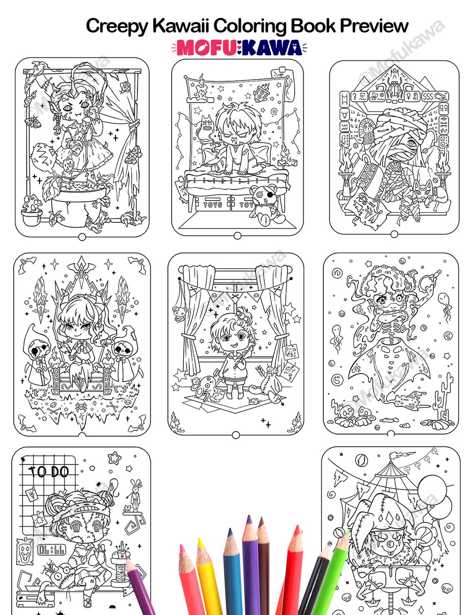 Kawaii Pastel Goth Printable Coloring Book Digital Download | Etsy