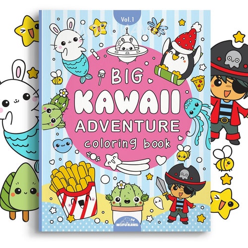 Cute Kawaii Coloring Book for Kids Teens Adults Coloring - Etsy