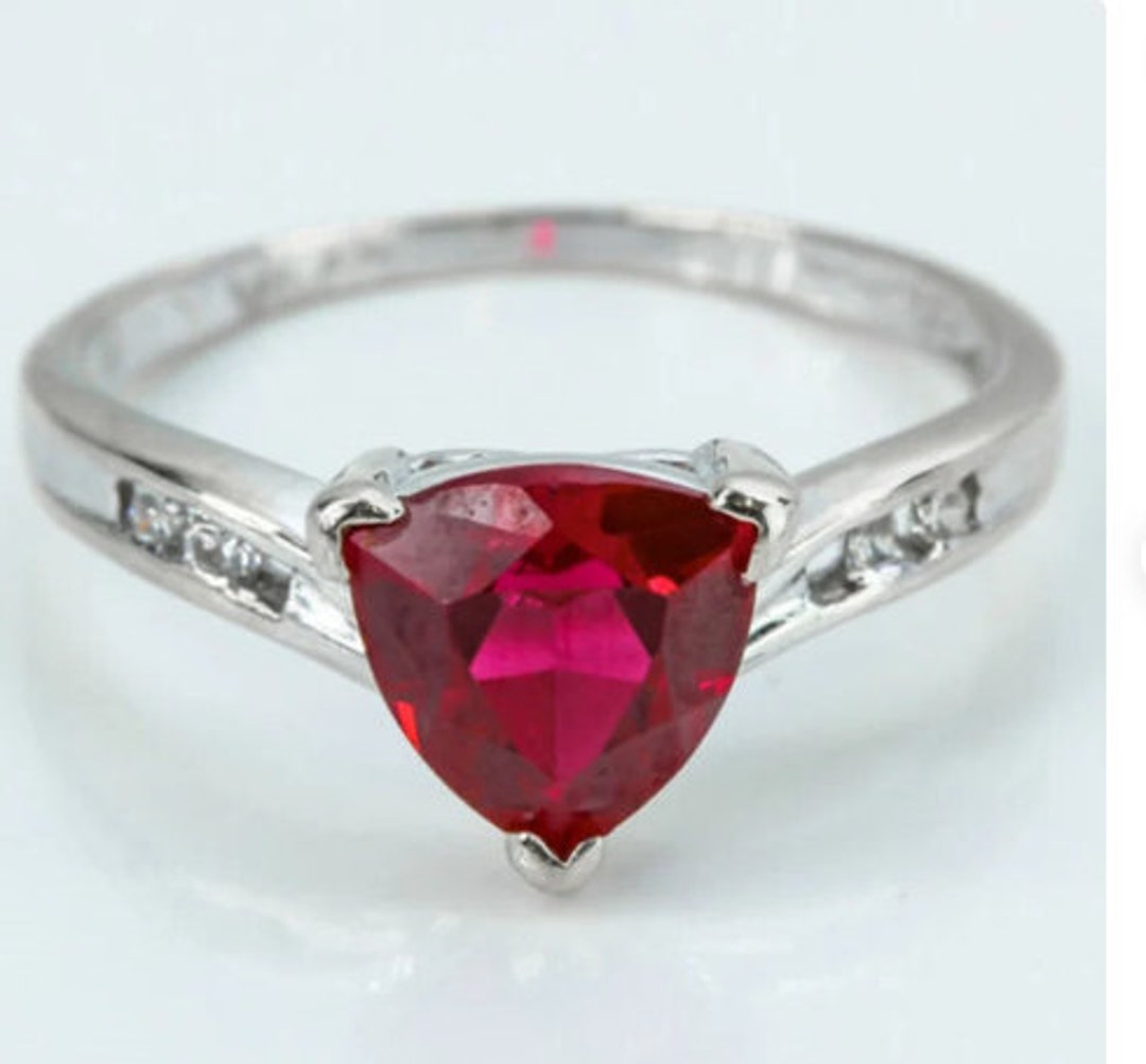 Natural Ruby Gemstone Ring for Women Triangle Shape Red Ruby Gemstone ...