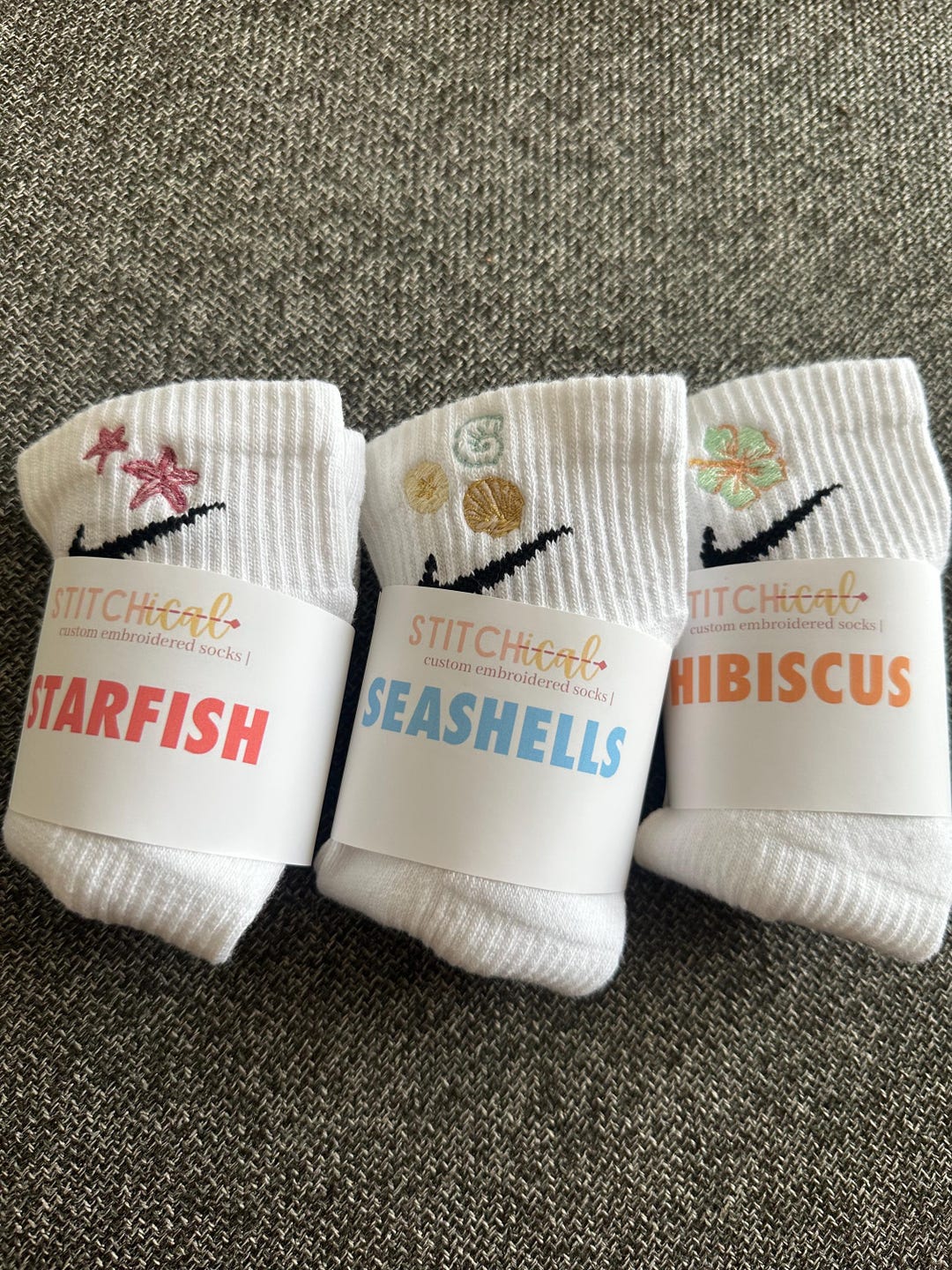 Summer Embroidered 3 Pack Socks | Summer Beach Embroidered Socks ...