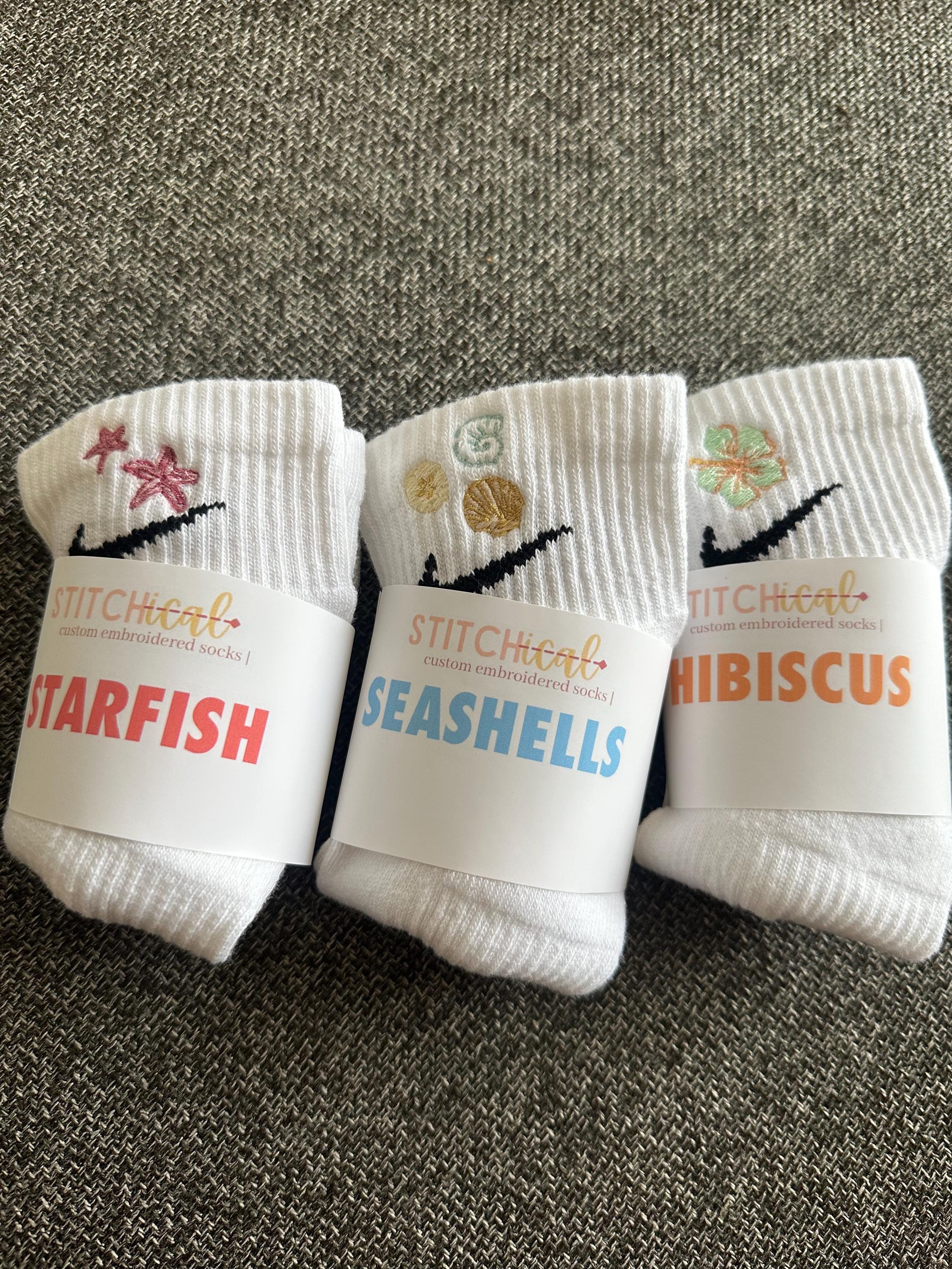 Summer Embroidered 3 Pack Socks | Summer Beach Embroidered Socks ...