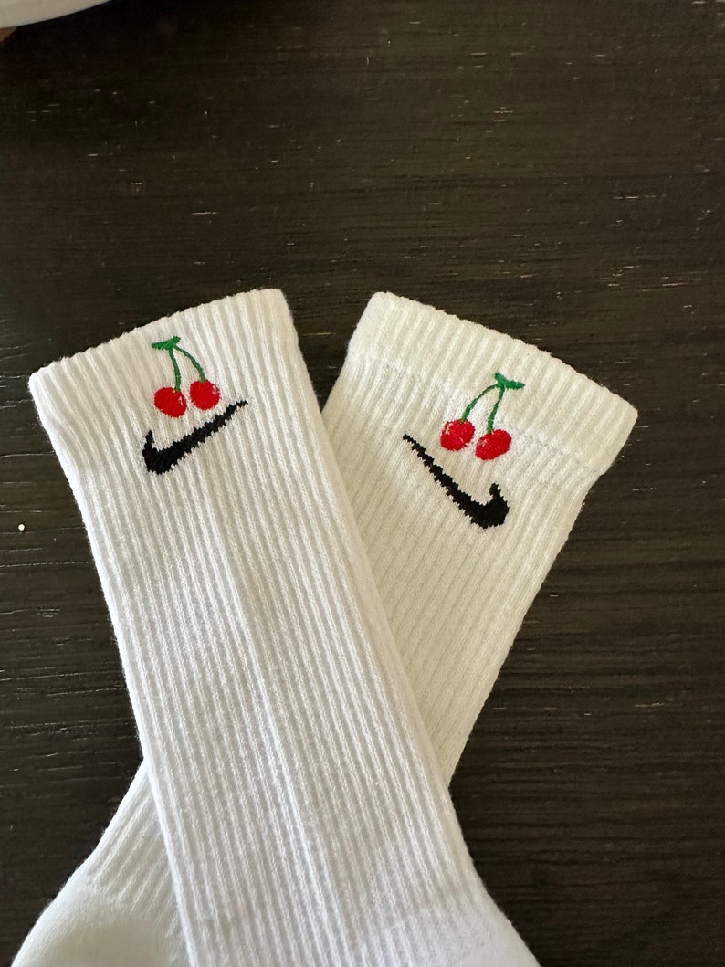 Cherry Socks Cherry Embroidery Cute Socks Girly - Etsy