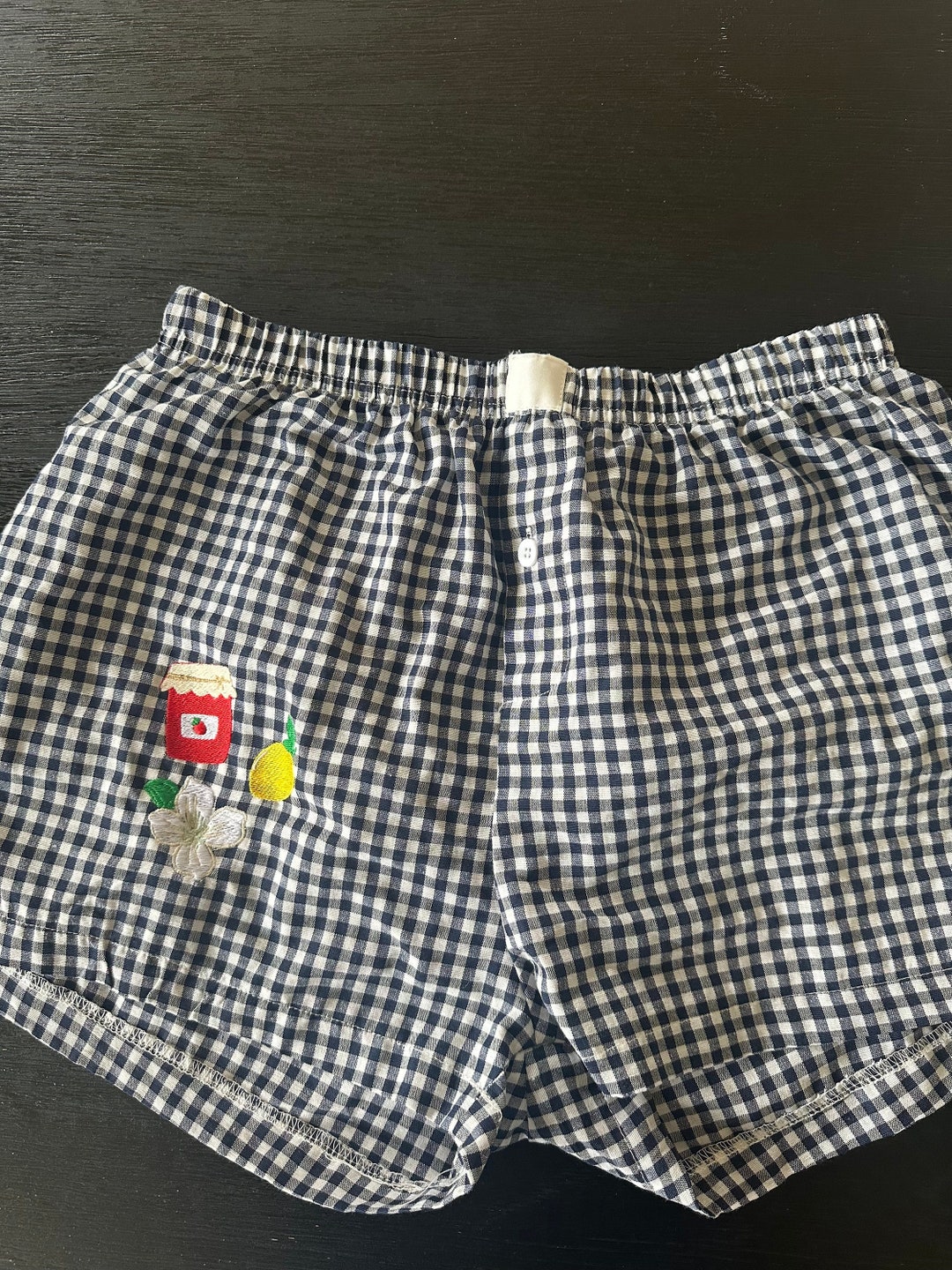 Picnic Lemon Fruit Embroidery Shorts | Summer Flower Collage Boxer ...