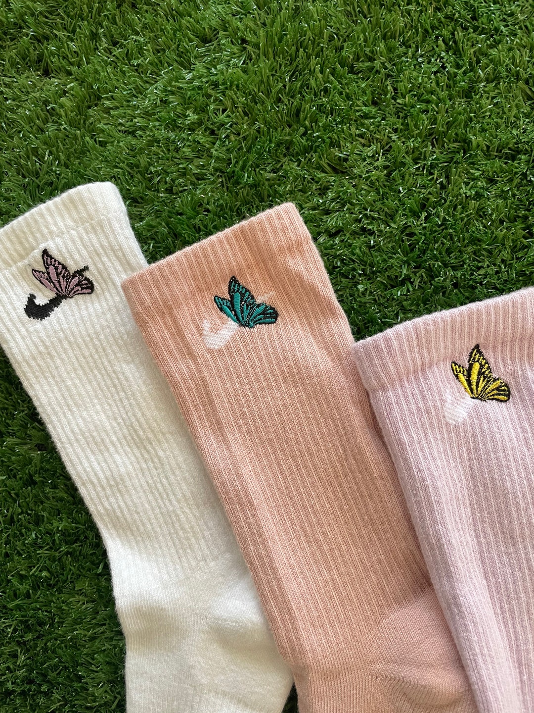Butterfly Sock Embroidery | Butterfly Socks | Custom Crew Socks for ...