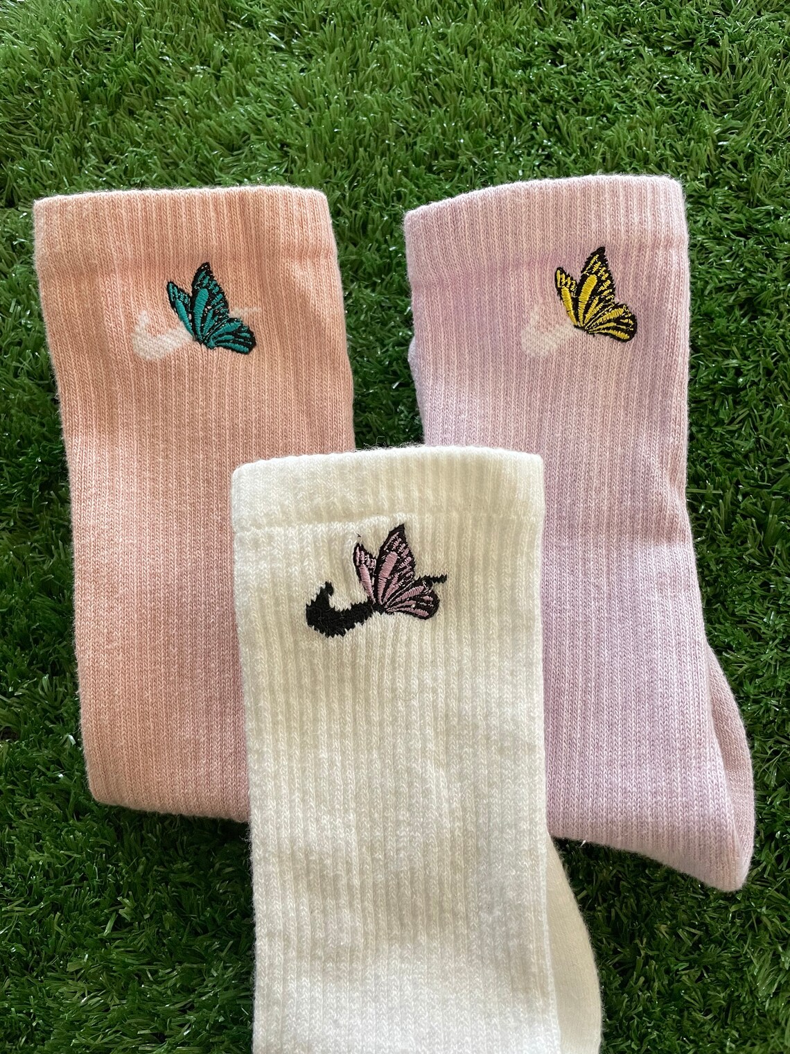 Butterfly Sock Embroidery Butterfly Socks Custom Crew - Etsy