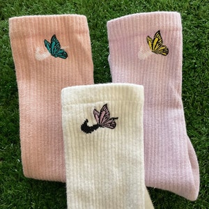 Butterfly Sock Embroidery | Butterfly Socks | Custom Crew Socks for ...