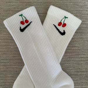 Cherry Socks | Cherry Embroidery | Cute Socks | Girly Embroidery ...