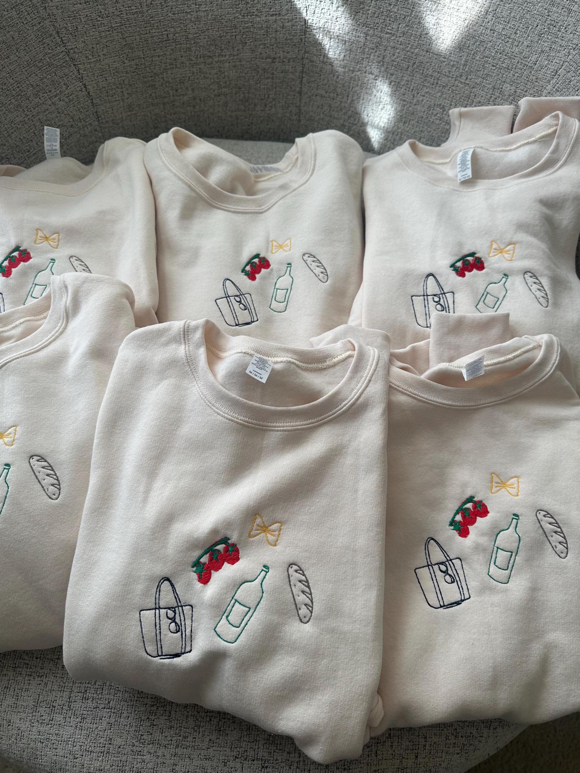 Pasta Embroidery Crewneck | Italy Inspired Sweatshirt | Cooking Food ...