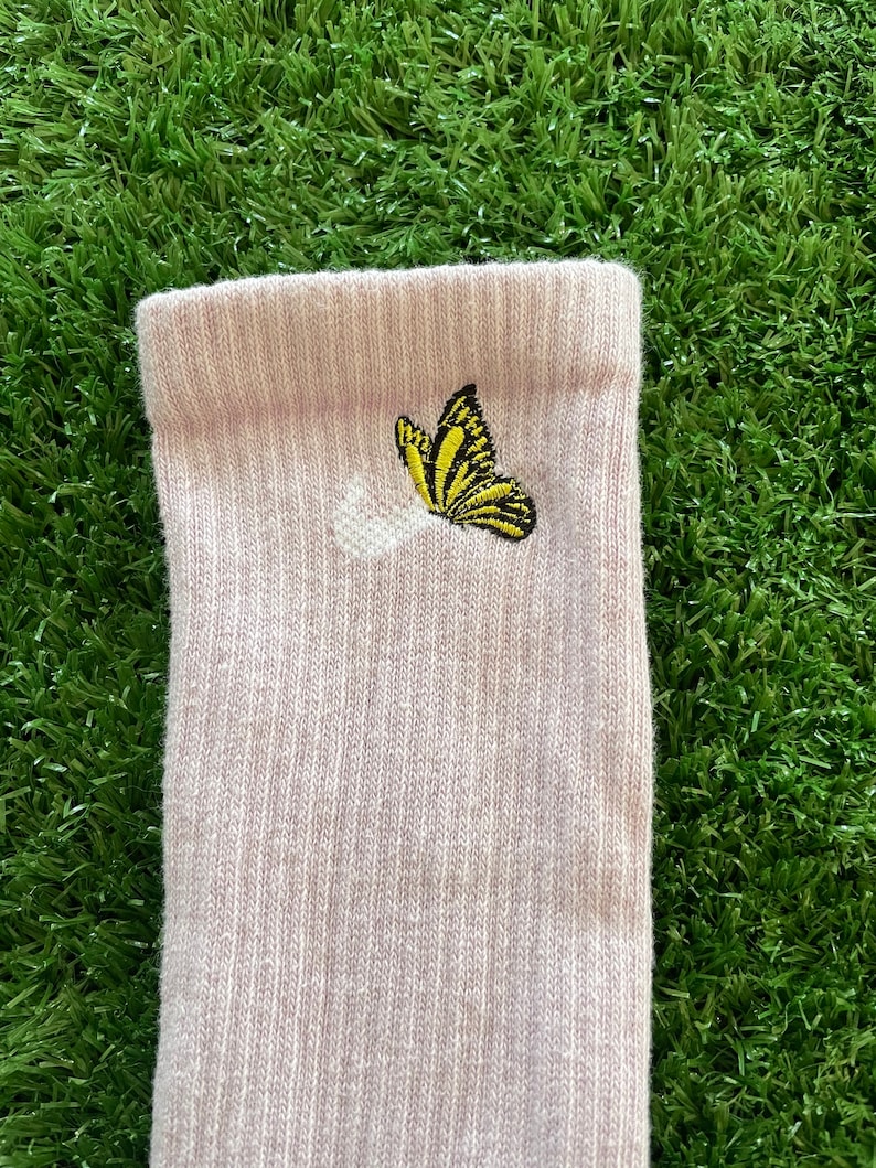 Butterfly Sock Embroidery Butterfly Socks Custom Crew - Etsy