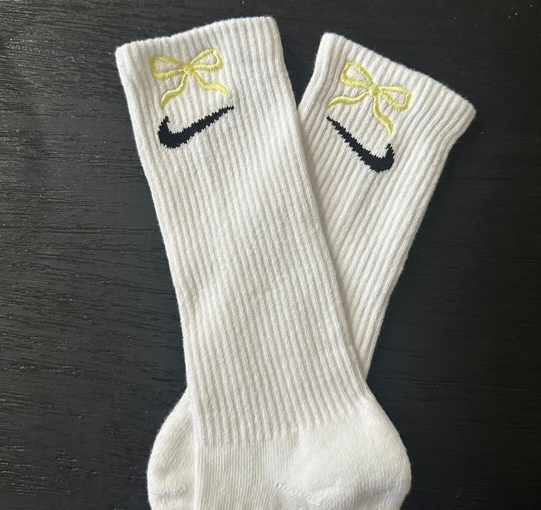 Bow Embroidered Socks | Ribbon Embroidered Socks | Bow Crew Socks ...