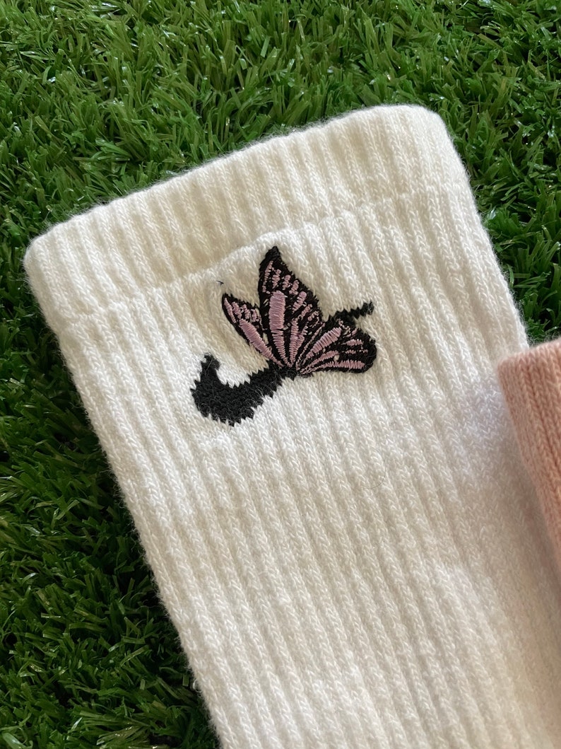 Butterfly Sock Embroidery | Butterfly Socks | Custom Crew Socks for ...