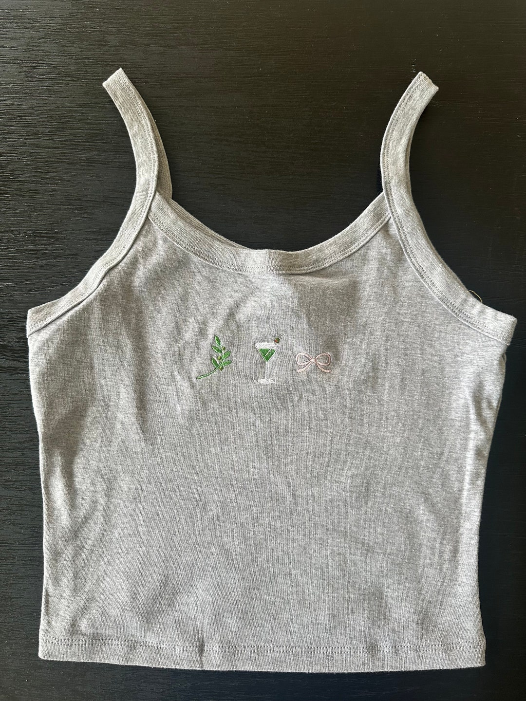 Martini Embroidery Tank Top | Girly Bow Embroidery | Tini Embroidery ...