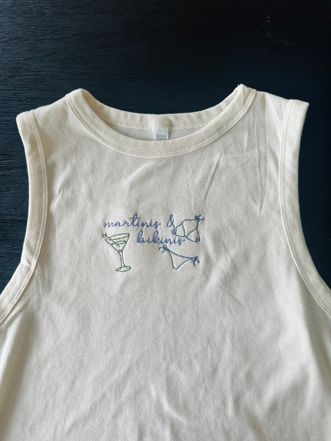 Martini & Bikini Tank | Tini Bikini Summer Embroidery Tank Top | Girly ...