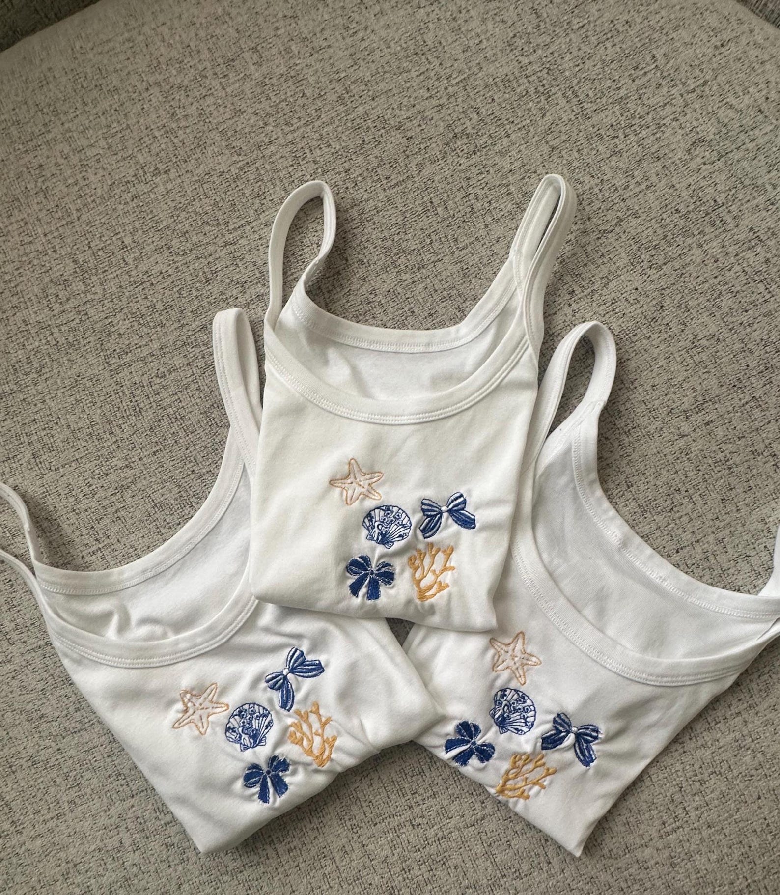 Nautical Marine Beach Embroidery Tank | Summer Tank Top | Sea Beach Top ...
