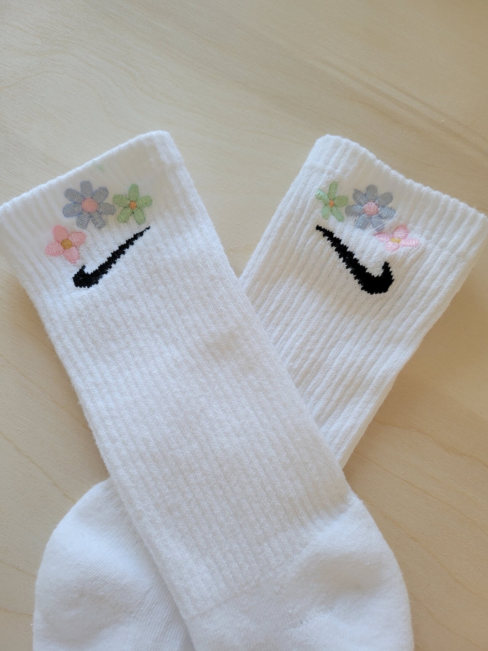 Floral Embroidery | Flower Socks | Custom Crew Socks for Women | Trendy ...