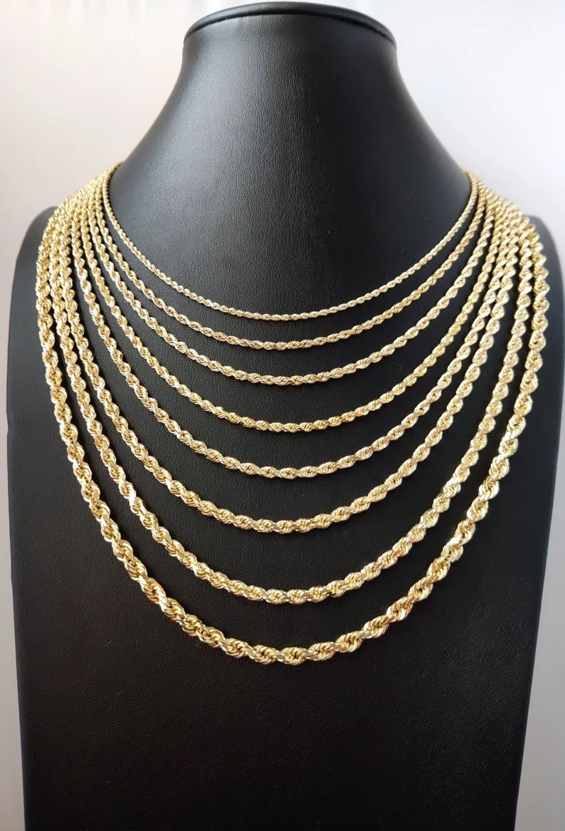 1MM to 8MM Handmade Gold Rope Chain Necklace in 14K Gold - Etsy