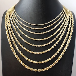 1MM to 8MM Handmade Gold Rope Chain Necklace, in 14K Gold Finish Rope Chain Gift for Him, Gift ...