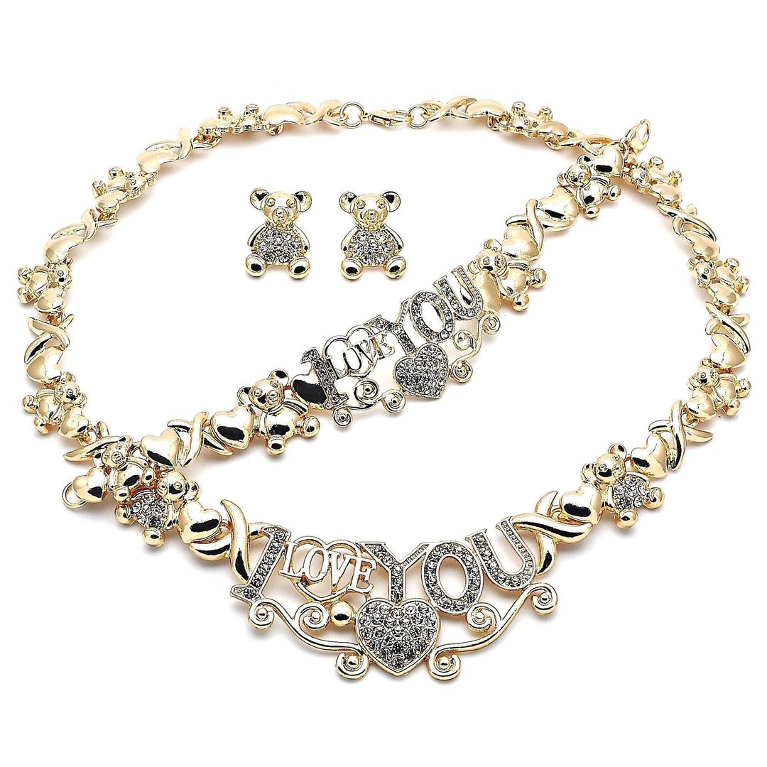 Gold Jewelry Set HUGS & KISSES Gold Necklace, 18K Gold Filled Over ...