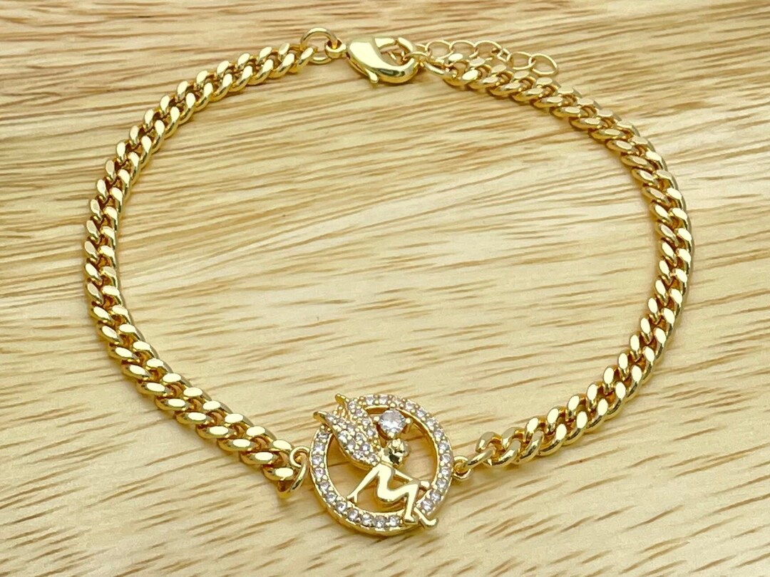 Gold Angel Chain Bracelet, Handmade Bracelet, Dainty Aura Angel Number ...