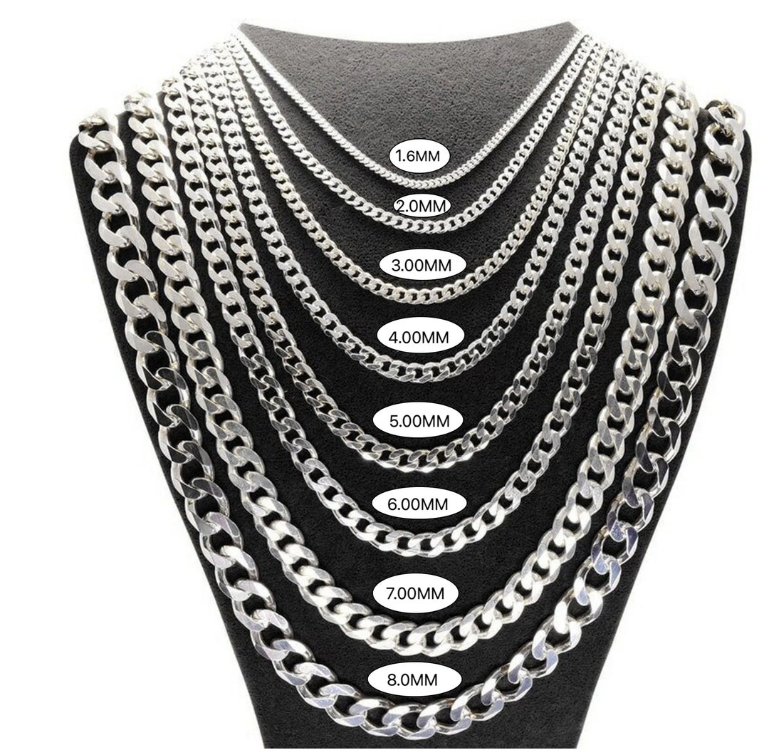 Handmade Italian Silver Curb Cuban Chain Necklace, Nickel-free ...