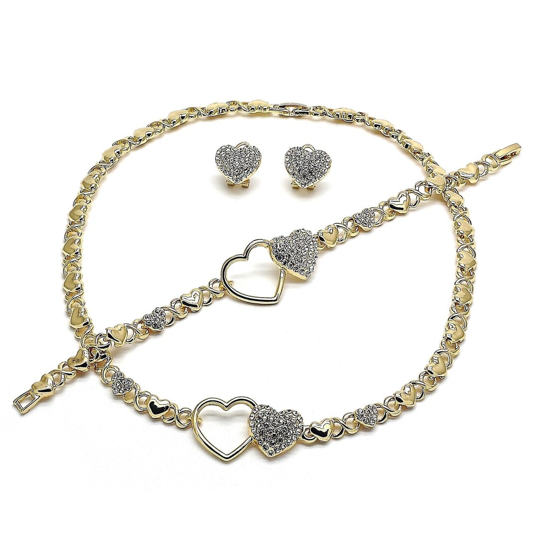 Gold Jewelry Set HUGS and KISSES Gold Necklace, 18K Gold Filled Over ...