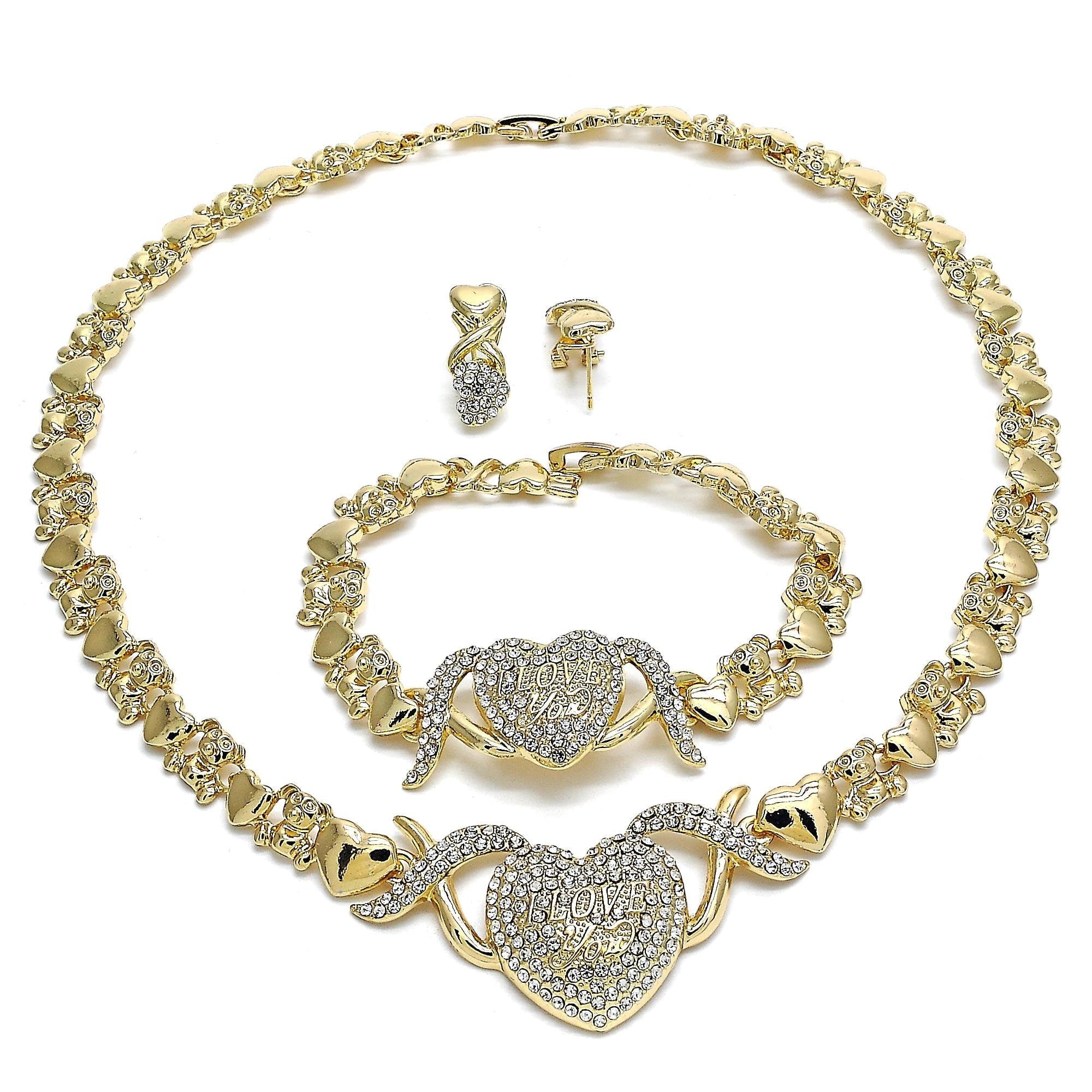 Gold Jewelry Set HUGS KISSES Gold Necklace 18K Gold Filled - Etsy